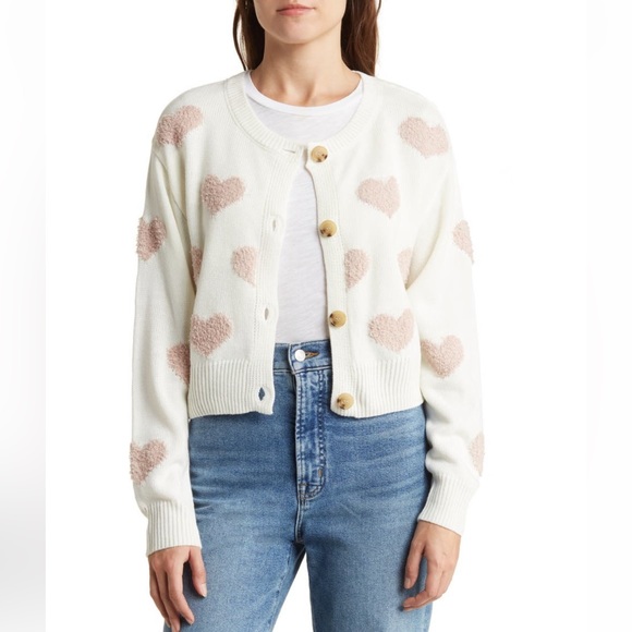 Love Tree | Sweaters | Nwt Heart Cardigan Sweater Nordstrom Love Tree ...